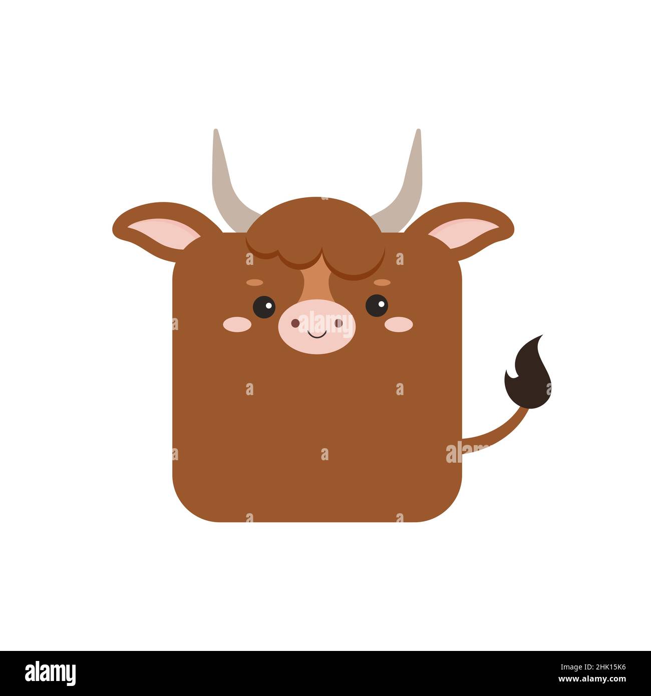 Square bull farm animal face icon isolated on white background Stock ...