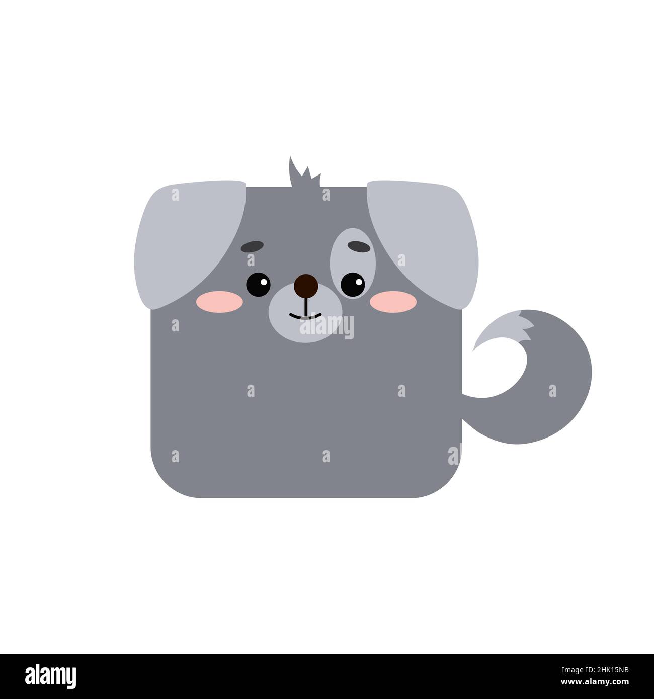 Square dog or puppy farm animal face icon isolated on white background ...