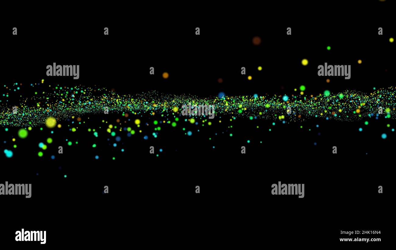 Glittering particles sparkle and drift along. Abstract background with ...