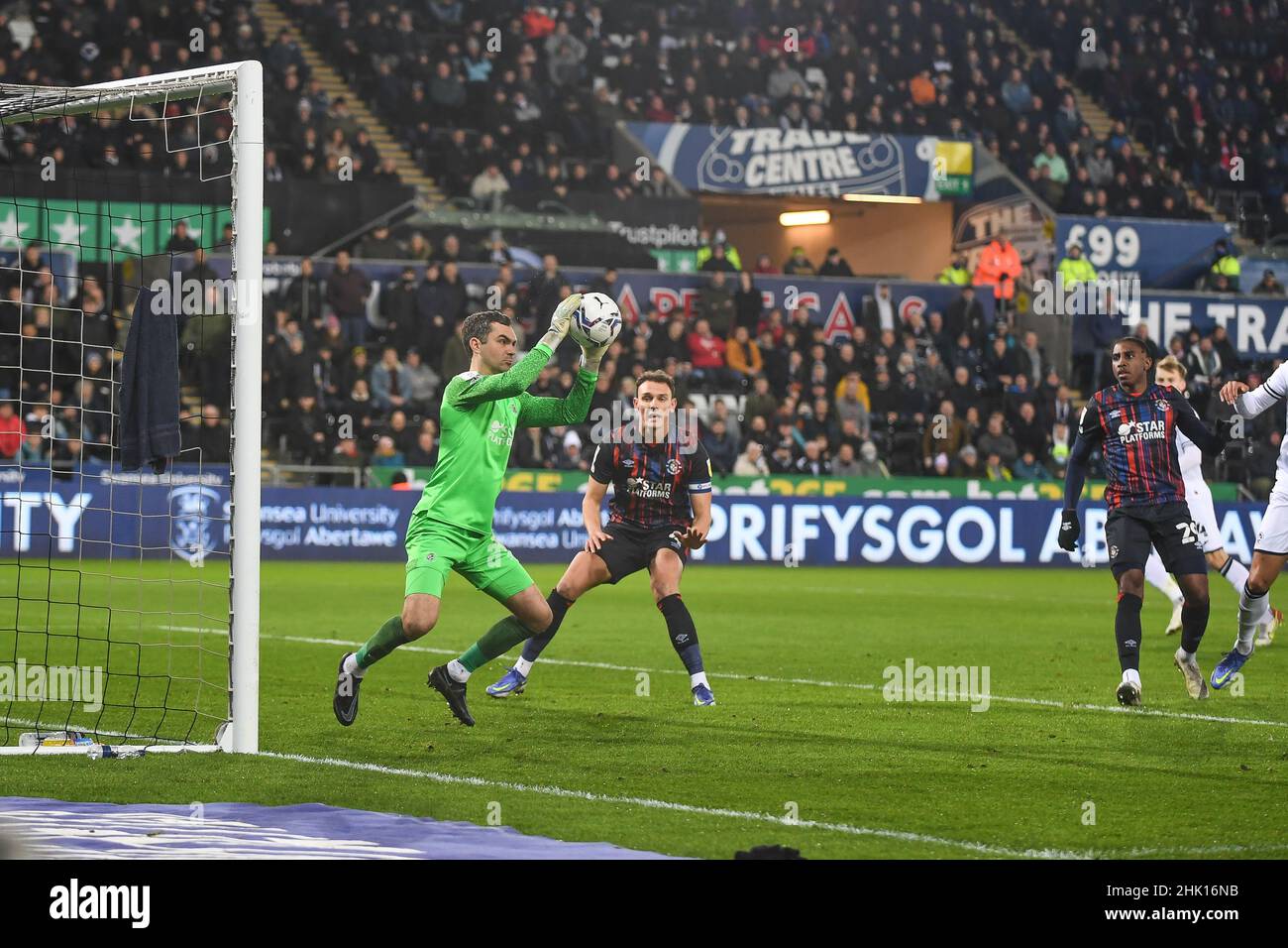 James Shea #1 of Luton Town makes the save Stock Photo - Alamy