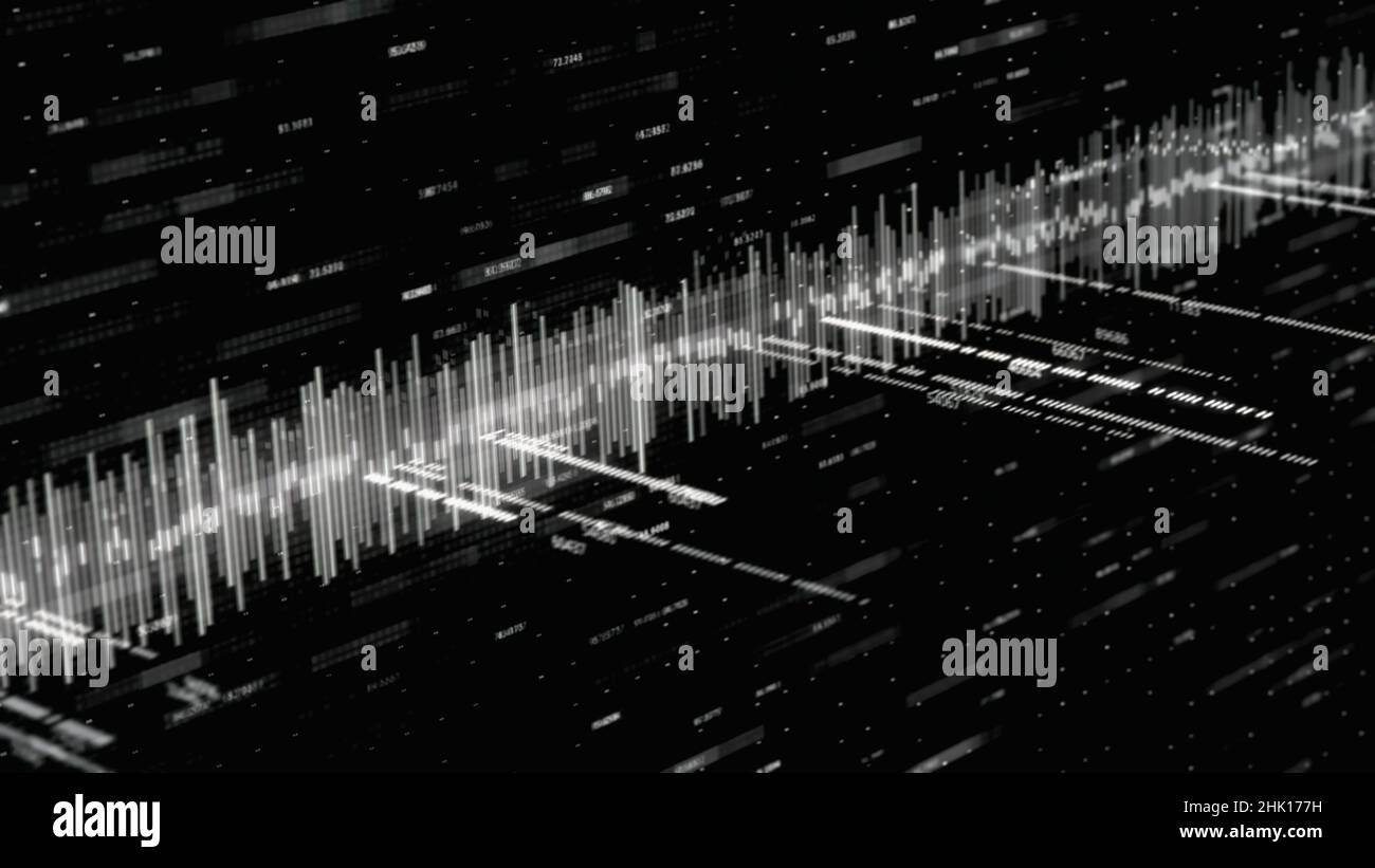 Abstract monochrome animation of stock market data and financial ...