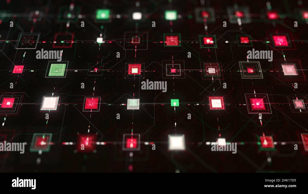 Abstract electrical signals in electronic circuit. Circuit board and ...