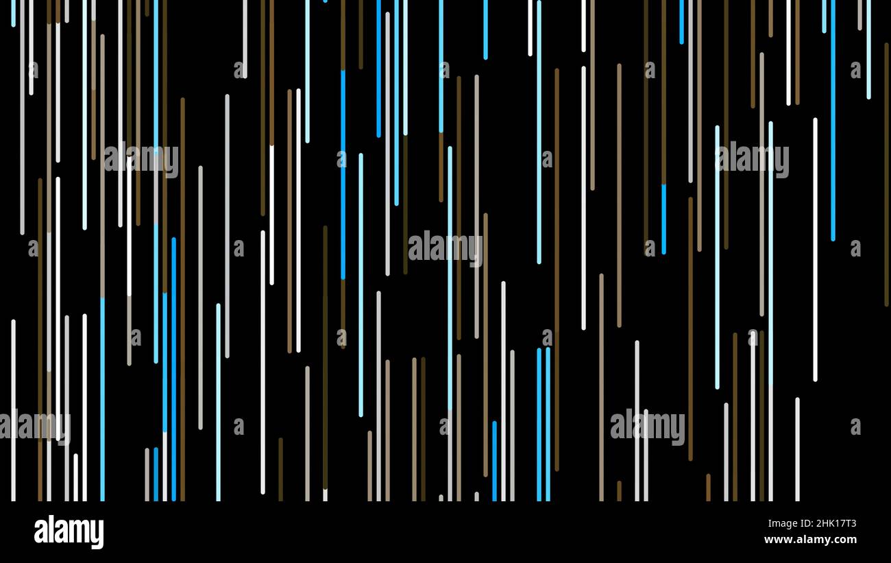 Colored lines rain down on black background. Animation. Abstract rain ...