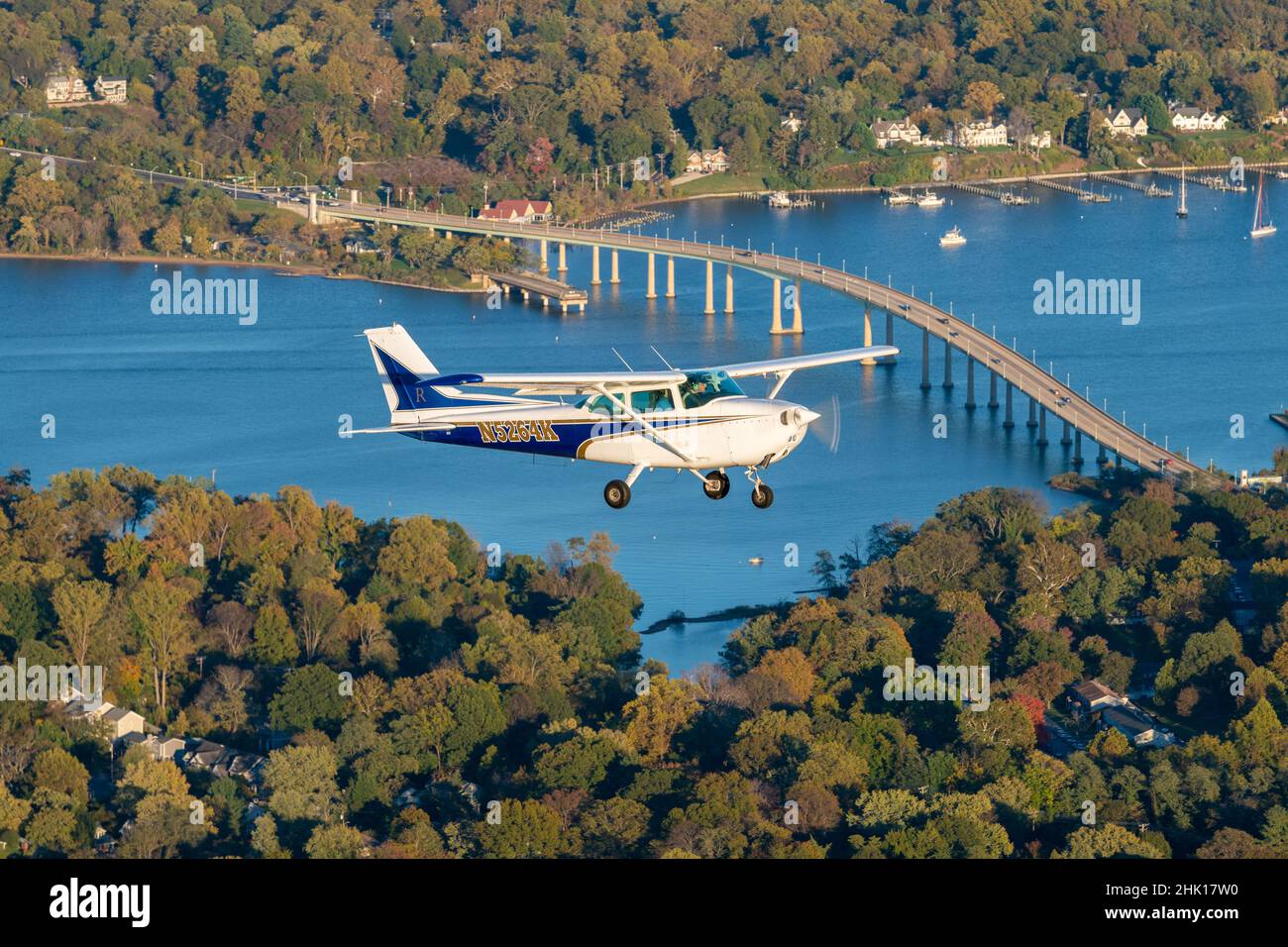 A cessna 172 taking a sunset flight over Annapolis Stock Photo - Alamy