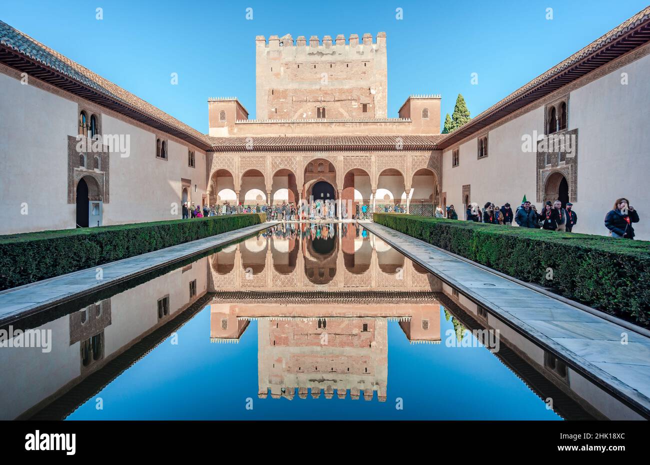 The Patio de los Arrayanes (Court of the Myrtles) and the Comares ...