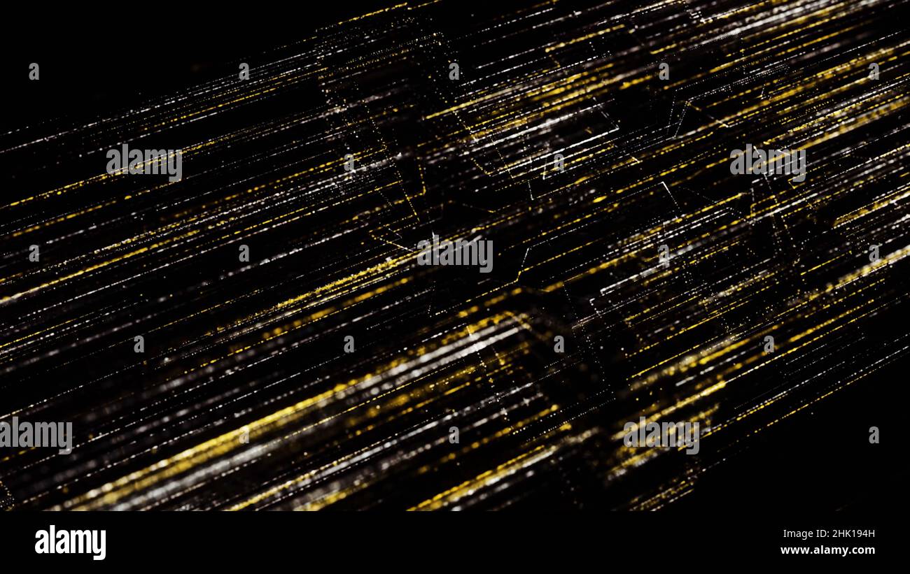 Beautiful flow of shining lines on black background. Animation. Cosmic ...