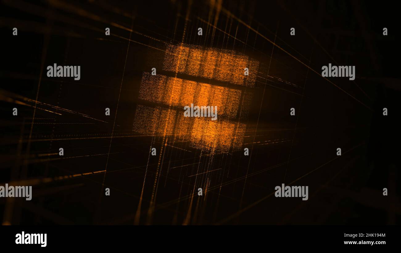 Neon lines with geometric shape in cyberspace. Animation. Intersecting laser lines in cyberspace ...