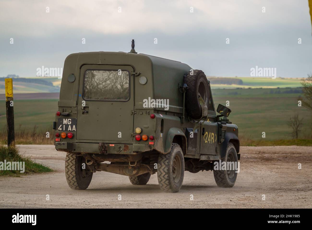 British Army Land Rover Defender Wolf medium utility vehicle on a ...