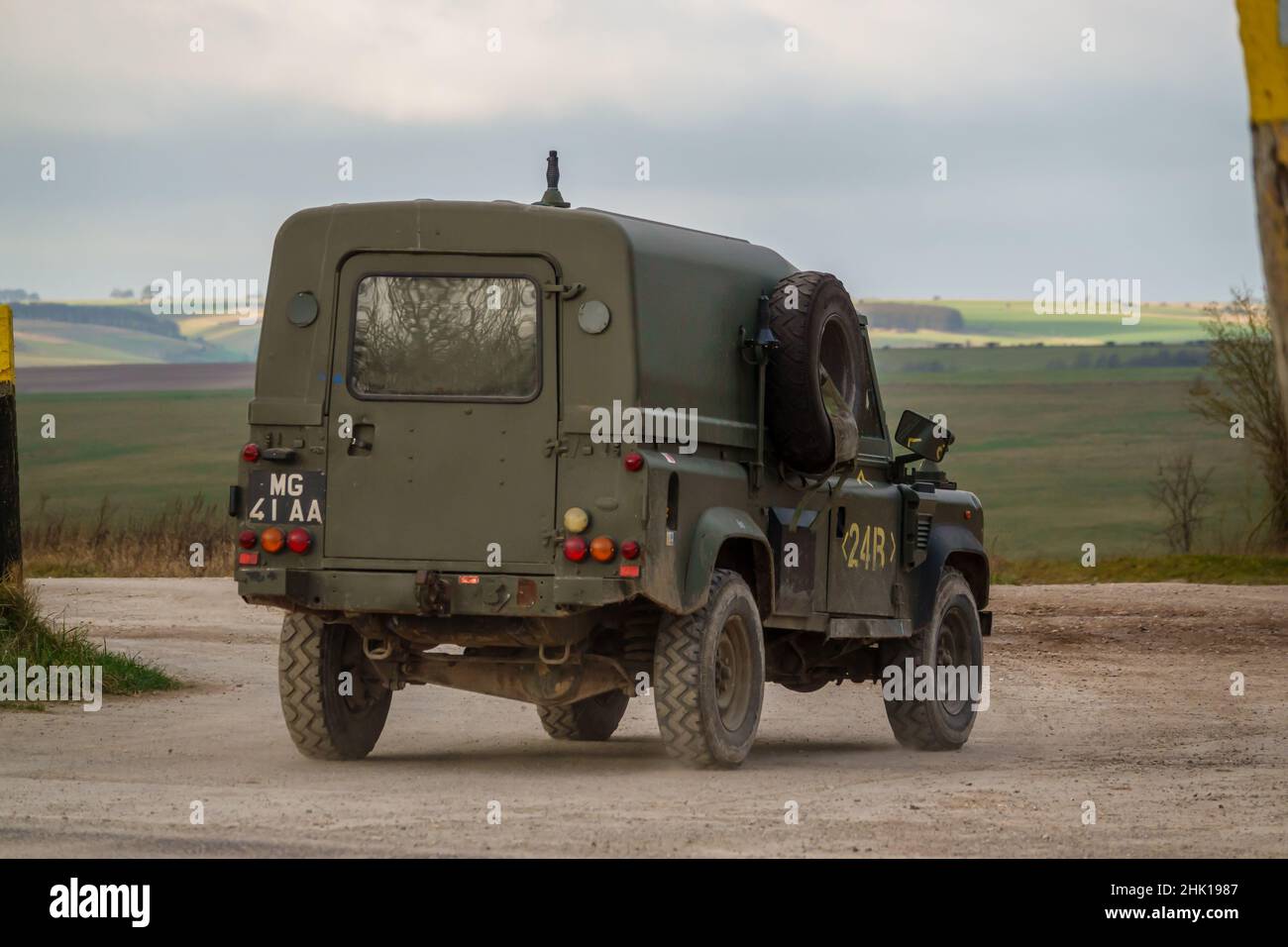 British Army Land Rover Defender Wolf medium utility vehicle on a ...
