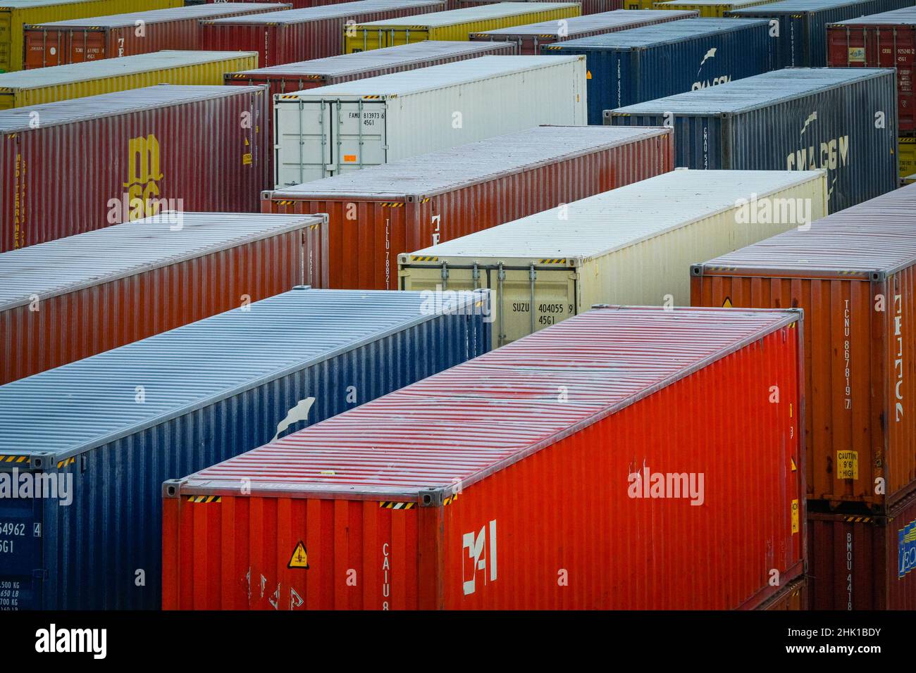 Shipping containers in railway freight yard, Vancouver, British ...
