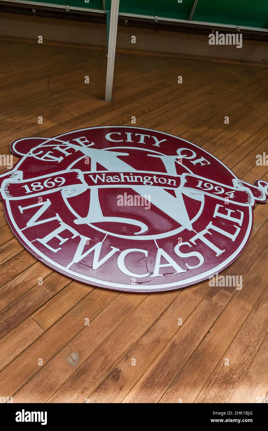 The Newcastle City Hall and logo in Newcastle, Washington Stock Photo ...