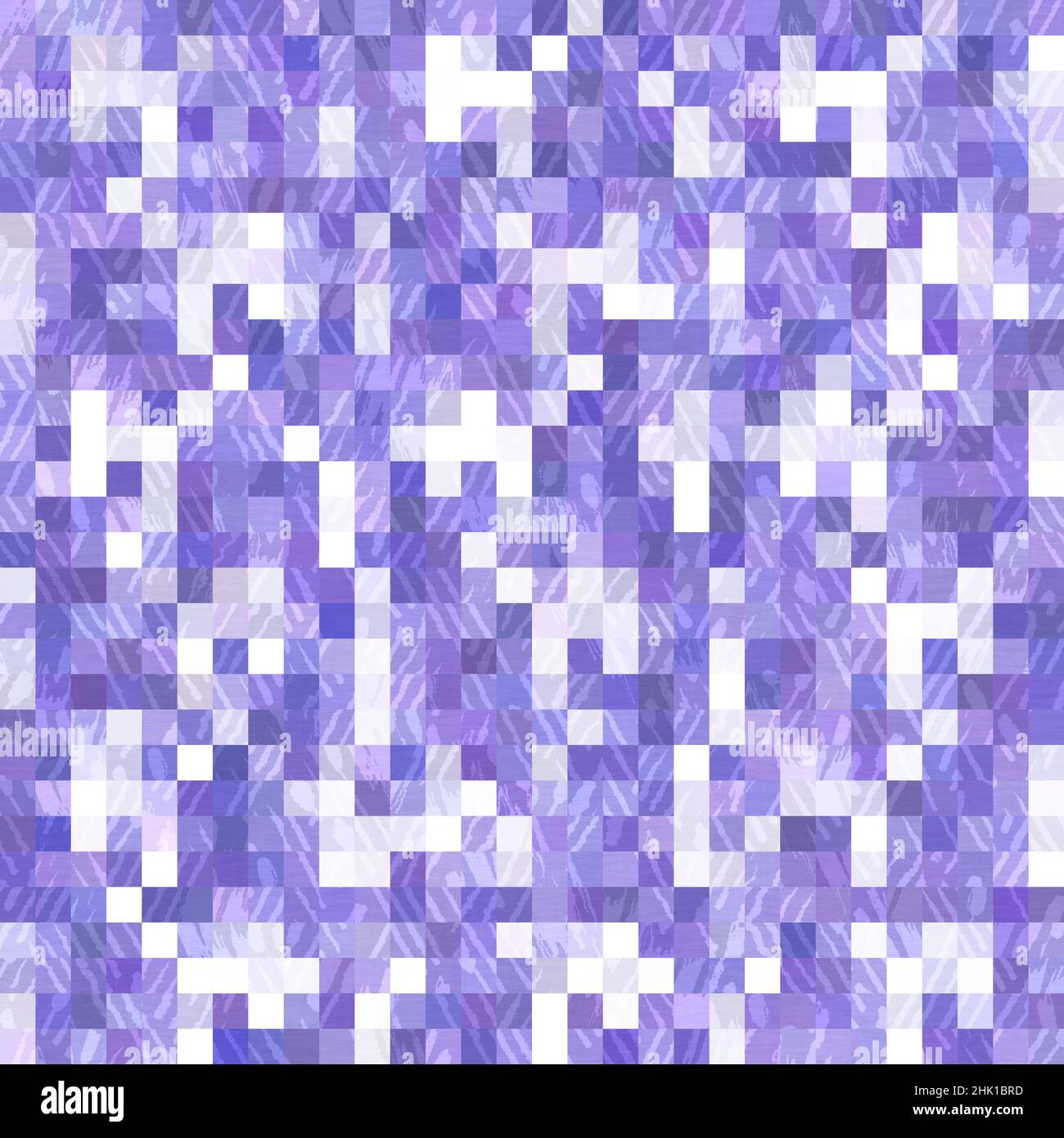 Tiny purple geometric mosaic pixel grid seamless pattern. Modern square ...