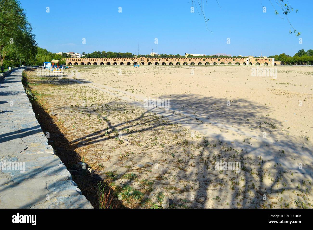 SioSe Pol bridge over the Zayandeh River in Isfahan city in Iran, the ...