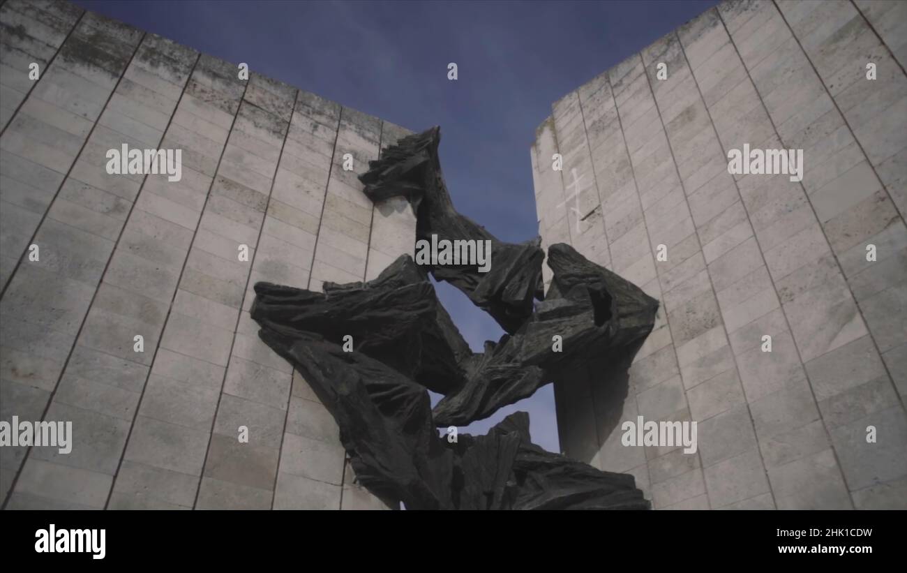 Bottom view of unusual monument in Tallinn, Estonia. Memorial complex ...