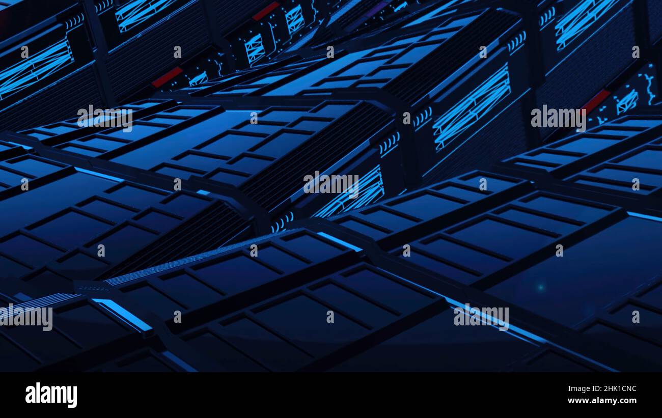 3D platforms are moving on spaceship. Motion. Futuristic 3d platforms ...