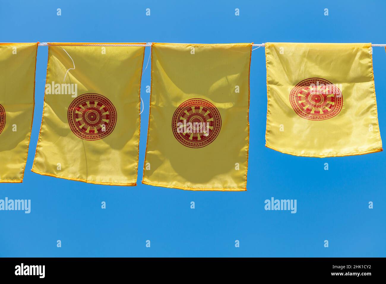 Tradition yellow prayers flag in Wat Phan Tao temple, Chiang Mai Stock ...