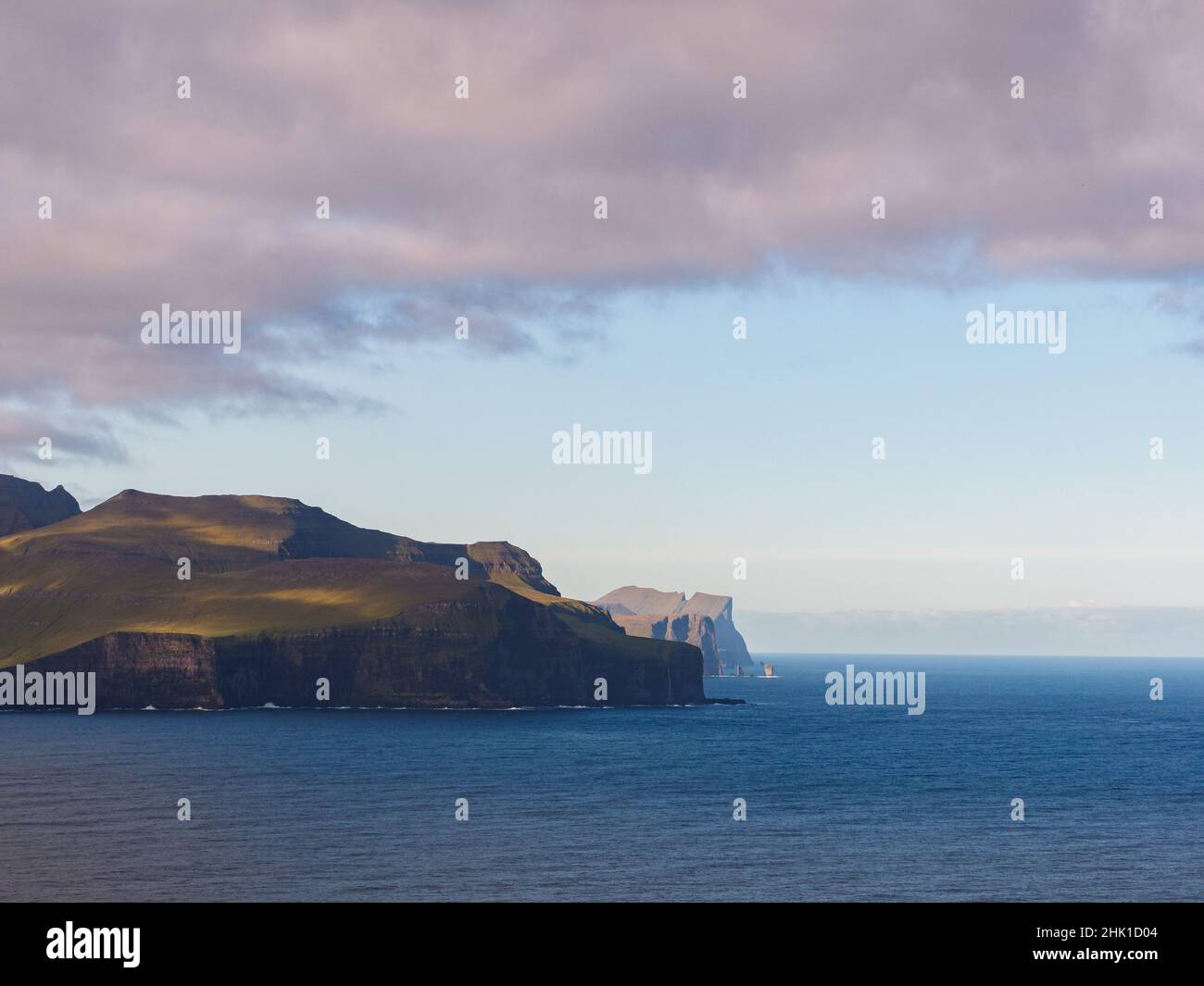 Beautiful view from Kalsoy Island to the peaks of Eysturoy Island ...