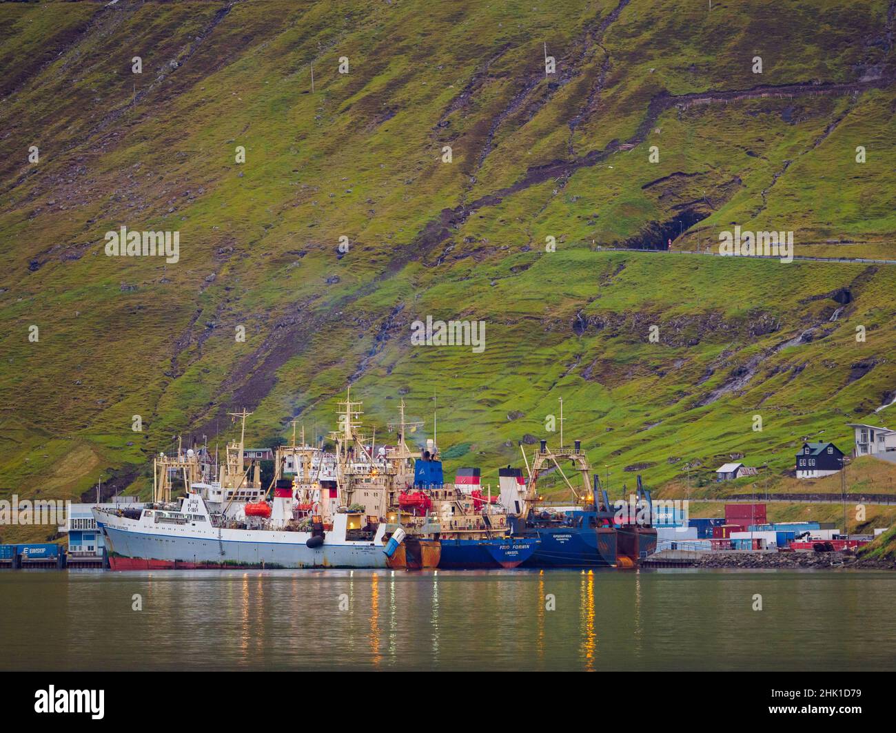 Ánirnar, Denmark - Oct, 2020: View for the village Ánir and Norðhavn ...