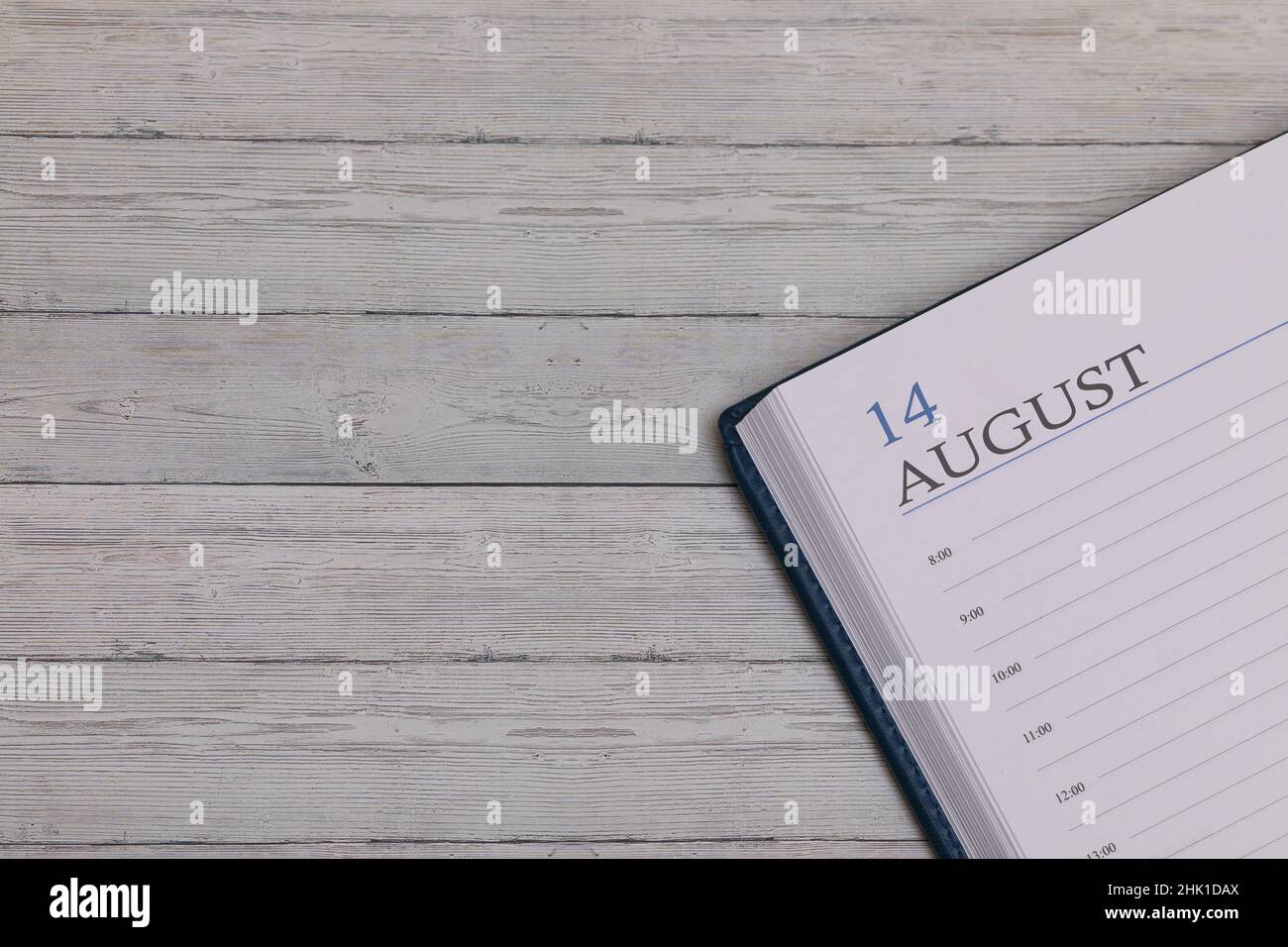 Exact date in the new diary. Important event and note space for August ...