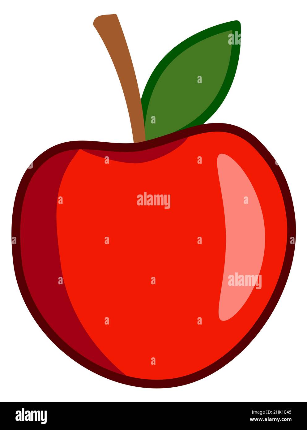 Simple red Apple with green leaf icon Stock Vector Image & Art - Alamy