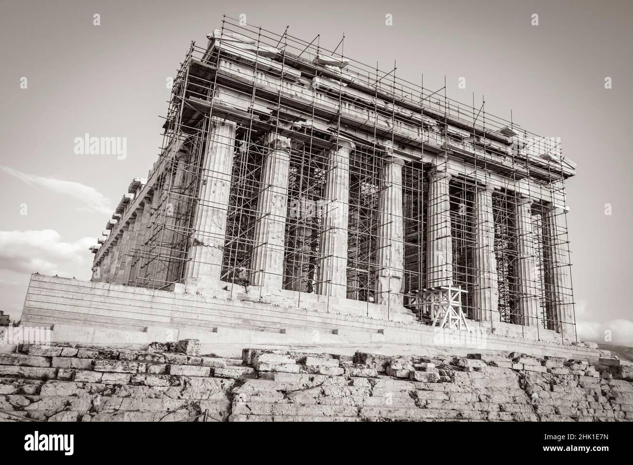 Black and white picture of Acropolis of Athens with amazing and ...