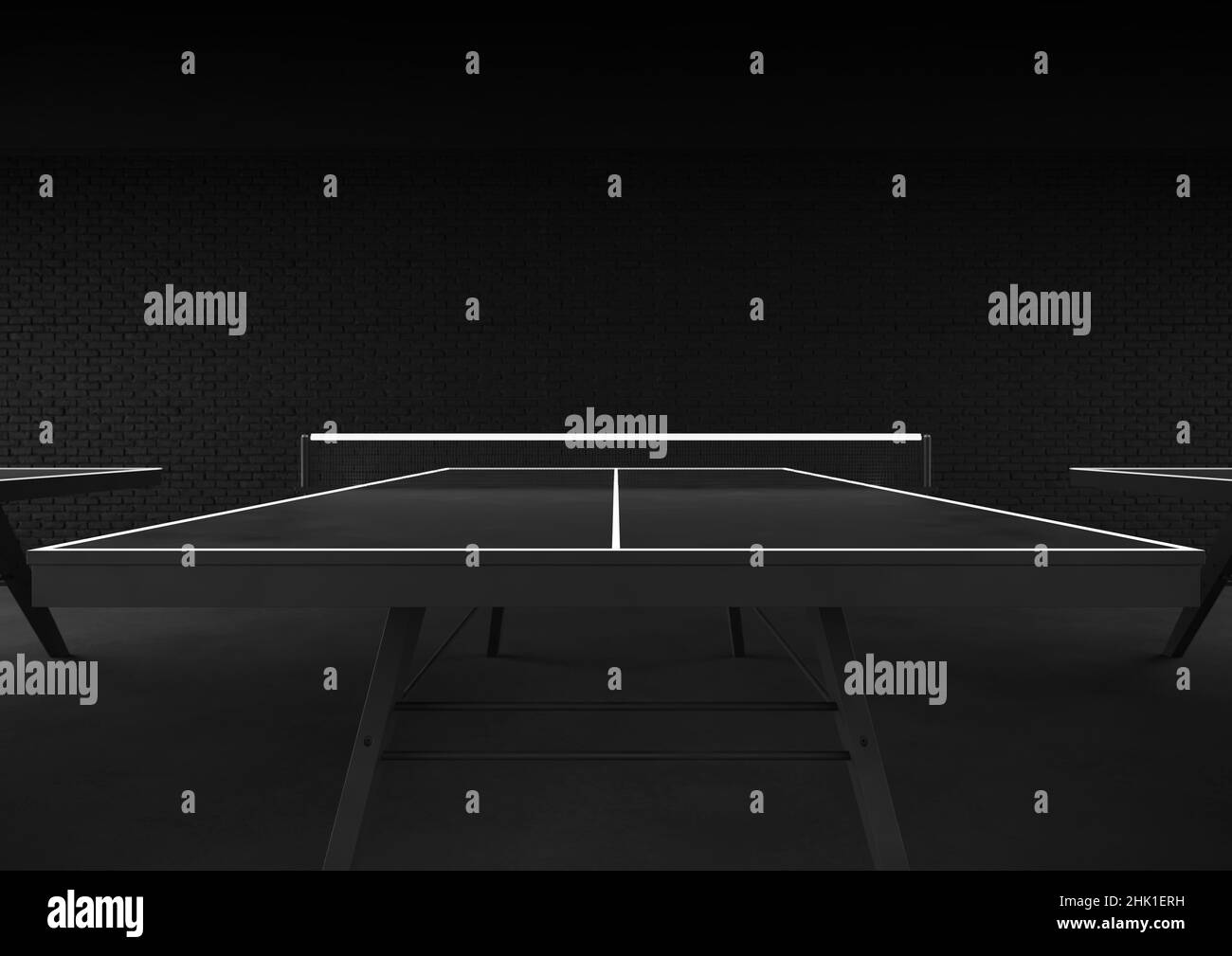 Table tennis table - black and white Stock Photo - Alamy