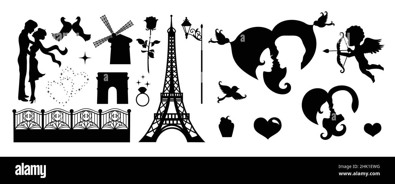 Set of silhouettes for Valentine's day. Vector Illustration Stock ...