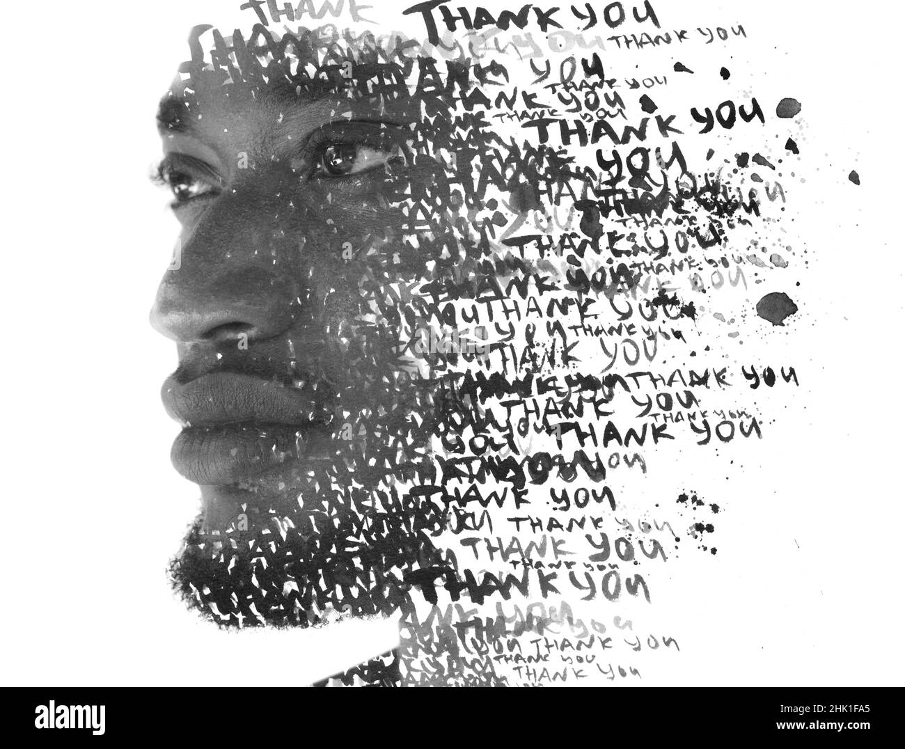 A portrait of a man combined with a word cloud. Paintography Stock ...
