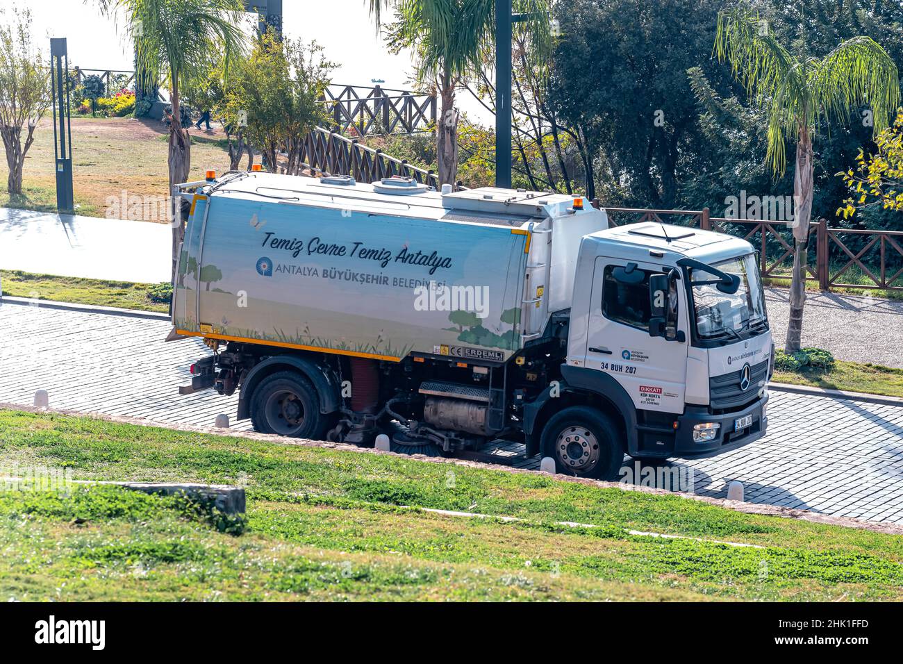 Antalya, Turkey - November 15, 2021: sweeper on the city embankment ...