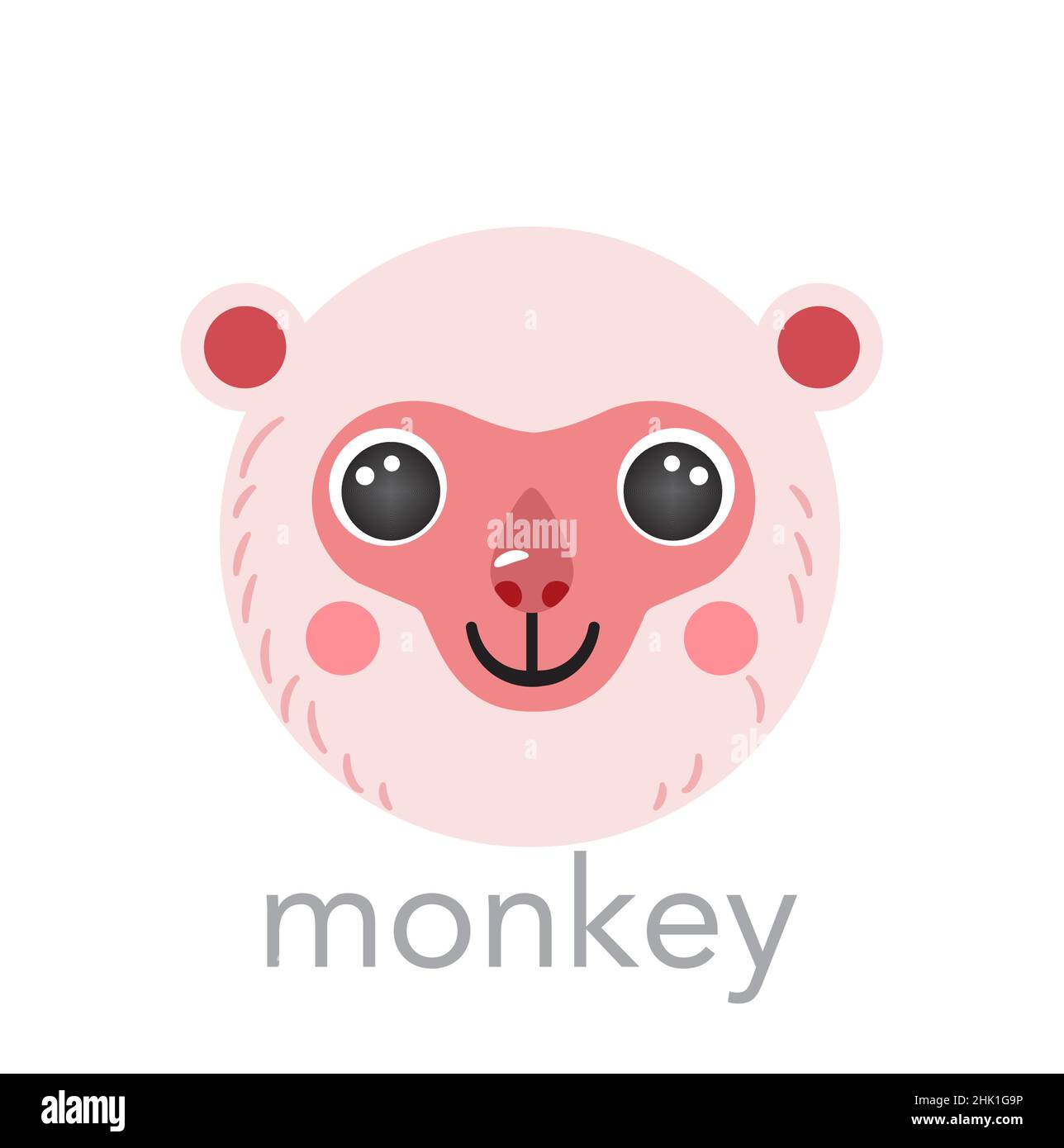 Cute monkey Japanese portrait avatar with name text smile head cartoon ...
