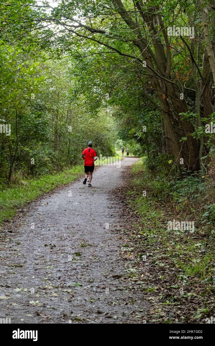 A runner on the The Spen Valley Greenway Kirklees , West Yorkshire ...