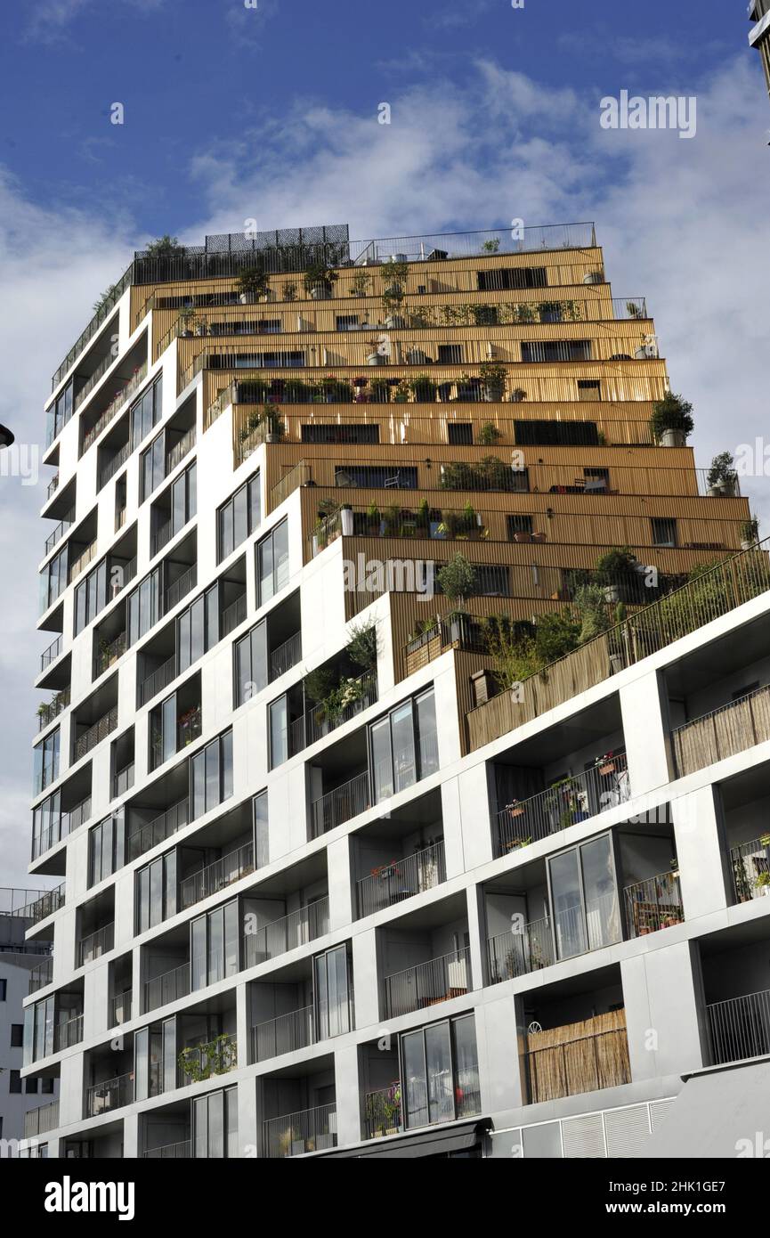 FRANCE. PARIS (75) THE HOME TOWER IS A HOUSING BUILDING MIXING SOCIAL ...