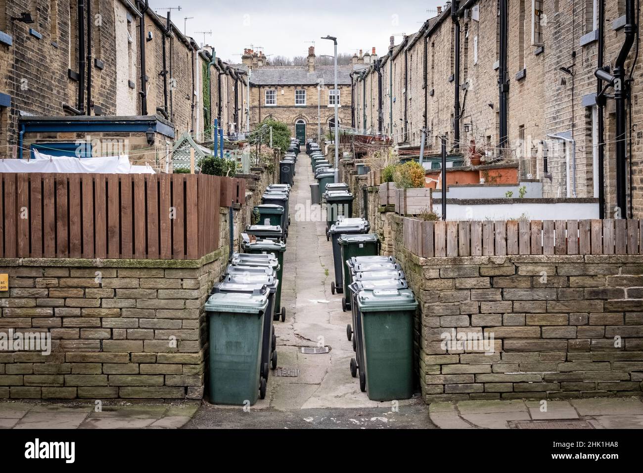 The back alleyways at Saltaire Village, a Unesco world heritage site ...