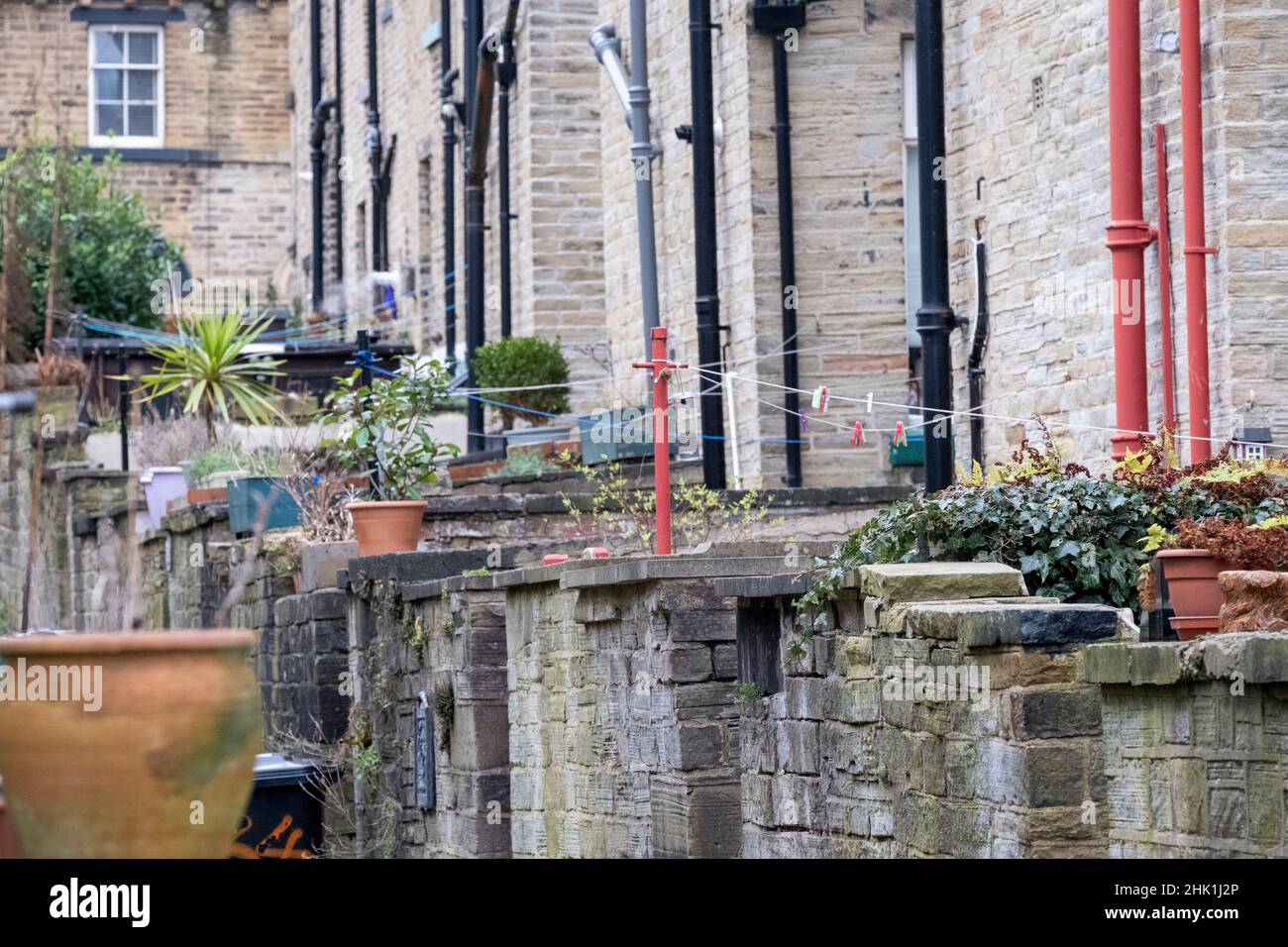 The back alleyways at Saltaire Village, a Unesco world heritage site ...