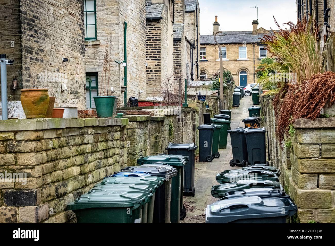 The back alleyways at Saltaire Village, a Unesco world heritage site ...
