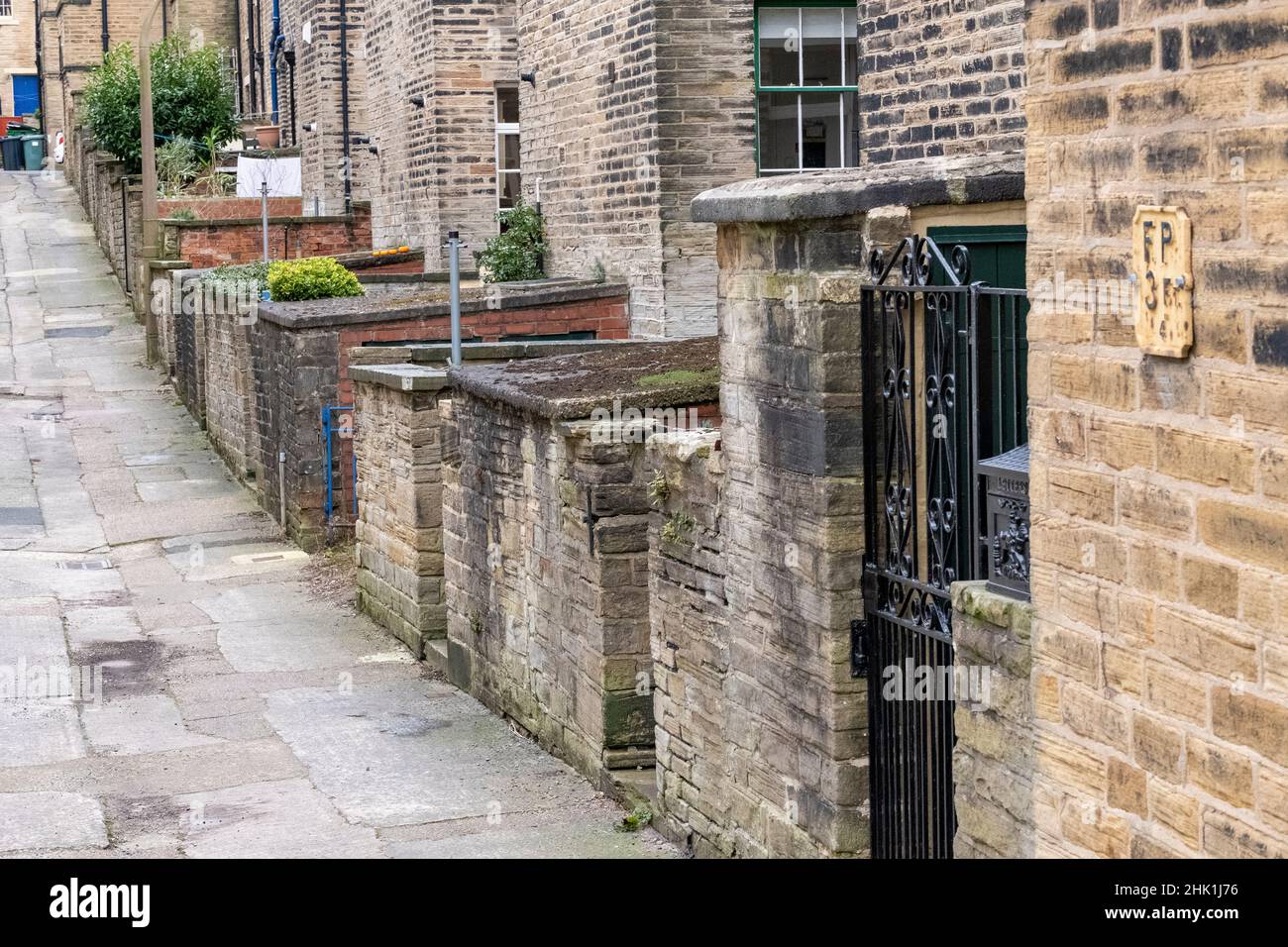 The back alleyways at Saltaire Village, a Unesco world heritage site ...