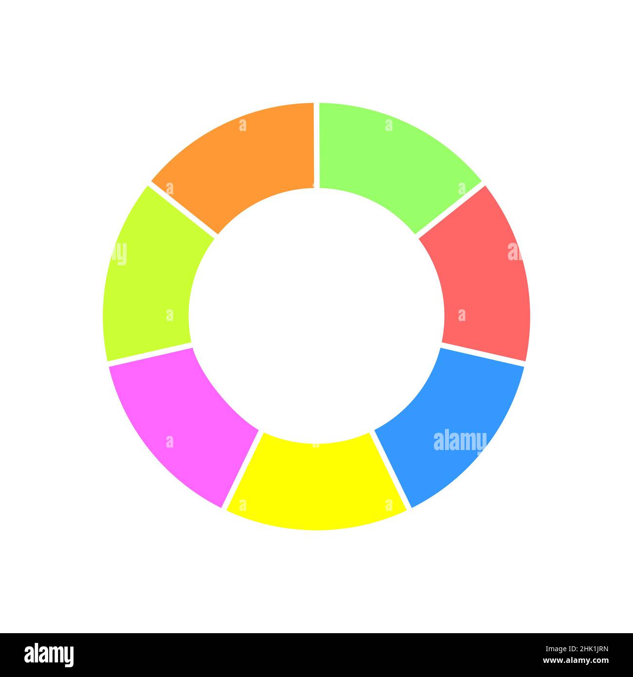 Donut chart divided in 7 sections. Colorful circle diagram. Infographic ...