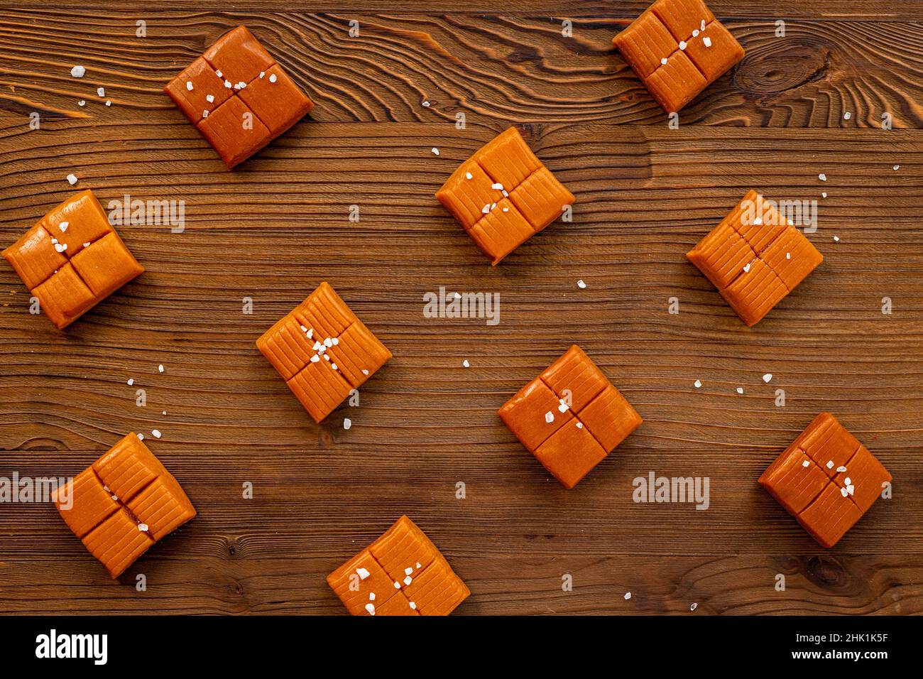 Homemade caramel candies pattern top view. Sweets background Stock ...