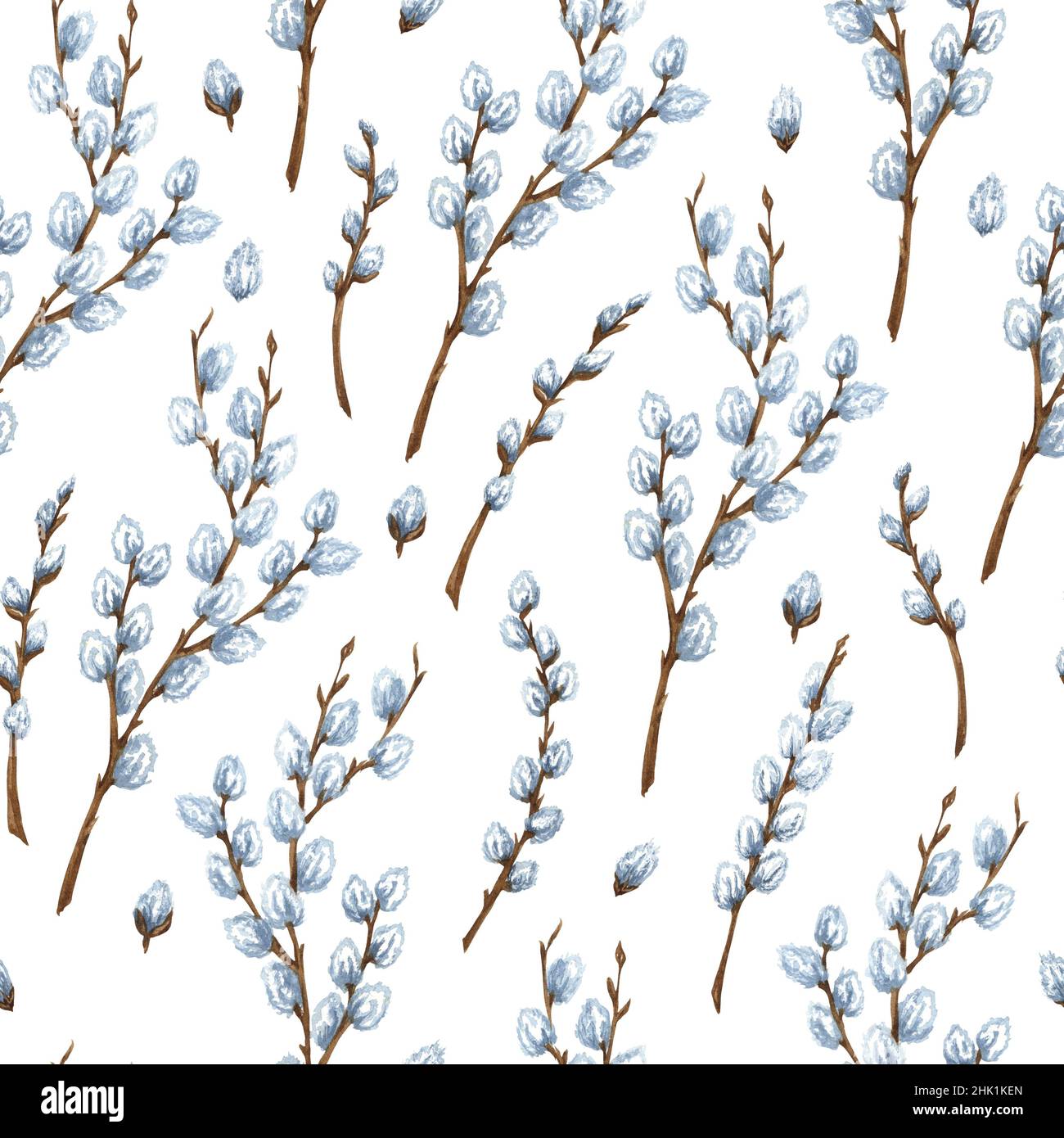 Easter willow seamless pattern. Watercolor spring background for design ...