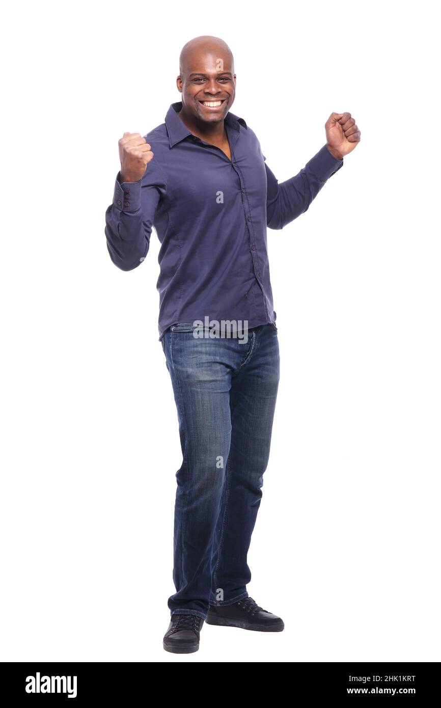 Beautiful full body happy black fashion man Stock Photo - Alamy