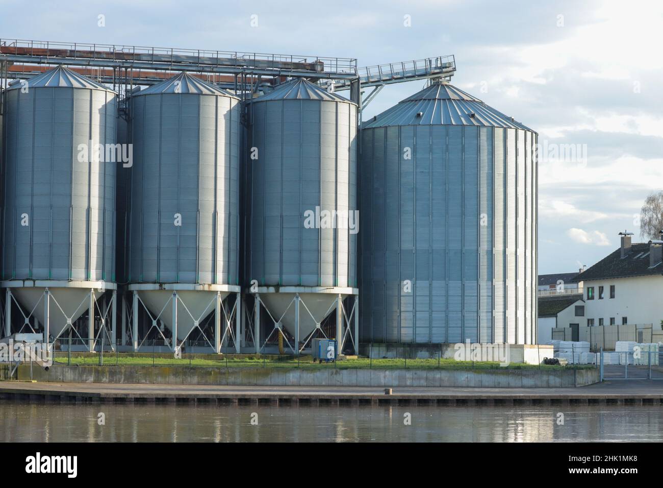 Factory with industrial bunkers in Elsenfeld, Bavaria, Germany Stock ...