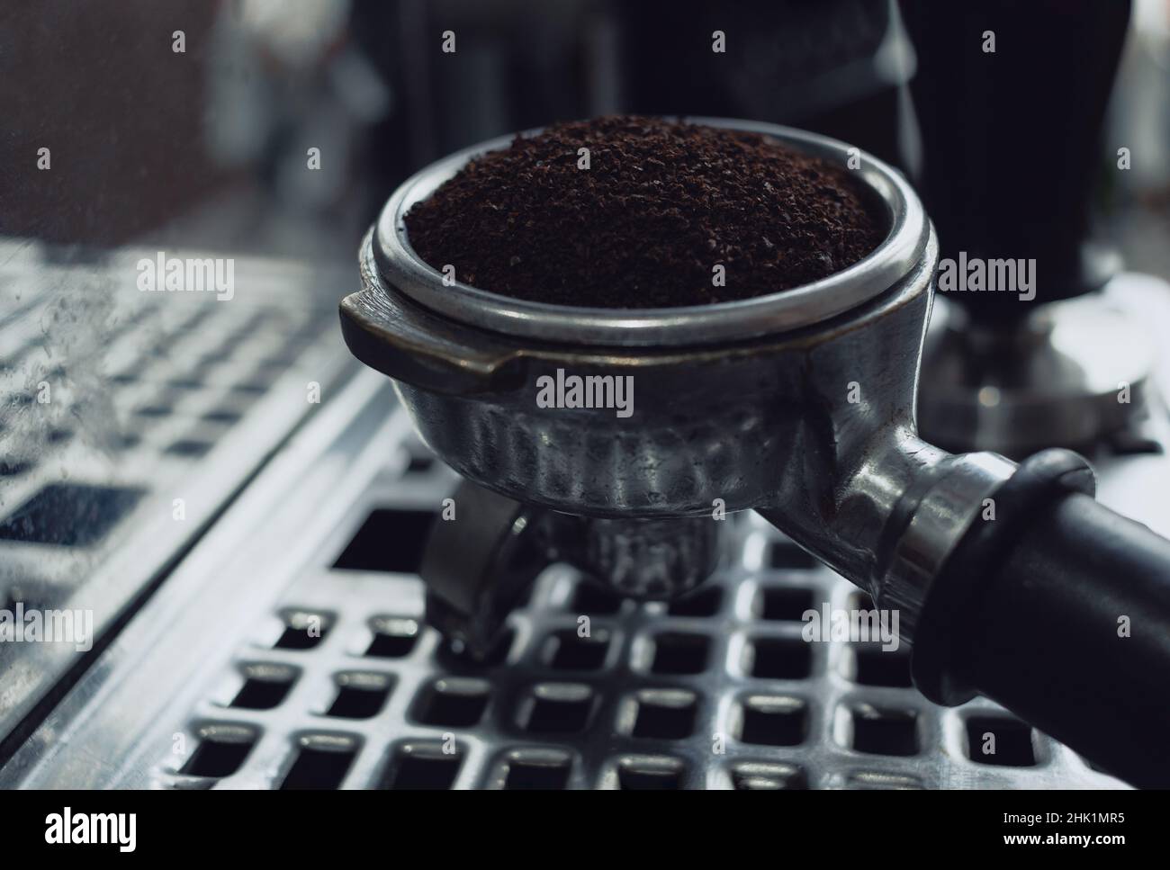 Horizontal view of coffee making procedure Stock Photo - Alamy