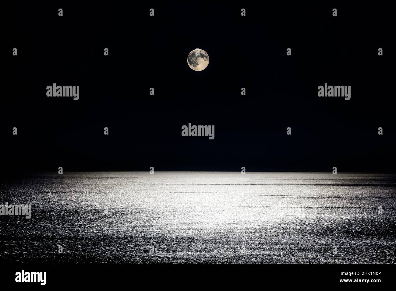 Full Moon over calm Mediterranean Waters Stock Photo - Alamy
