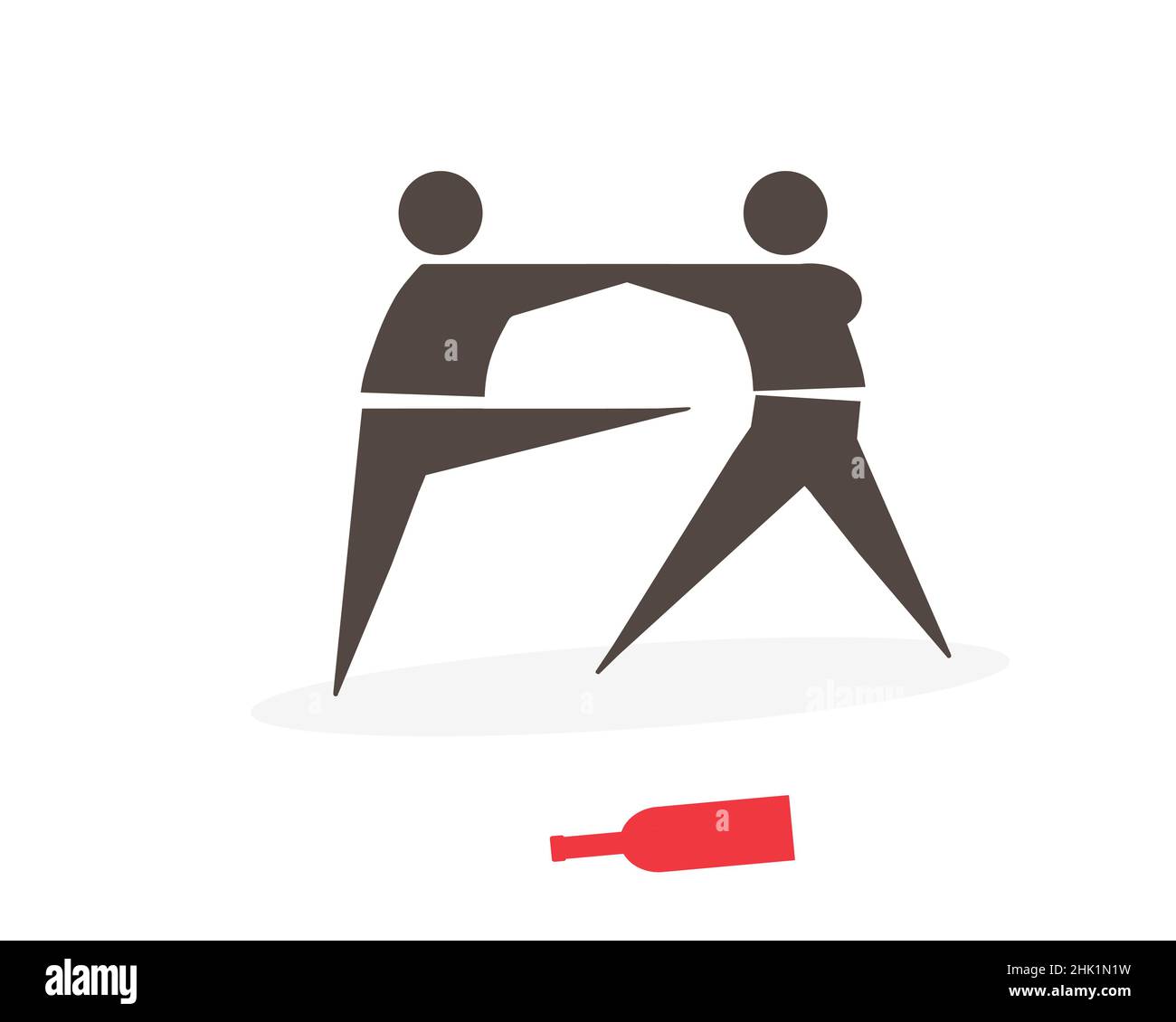 fighting conflict drunken personages and wine bottle Stock Vector Image ...