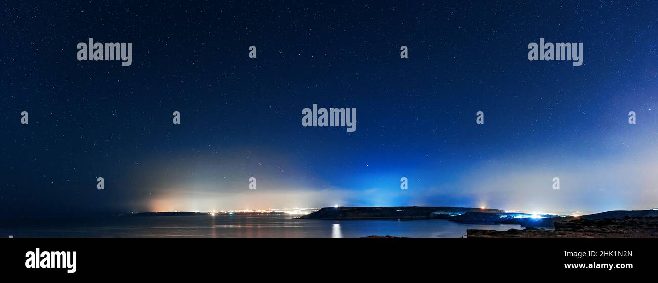 Panoramic Night Sky view from Majjistral Point Stock Photo - Alamy