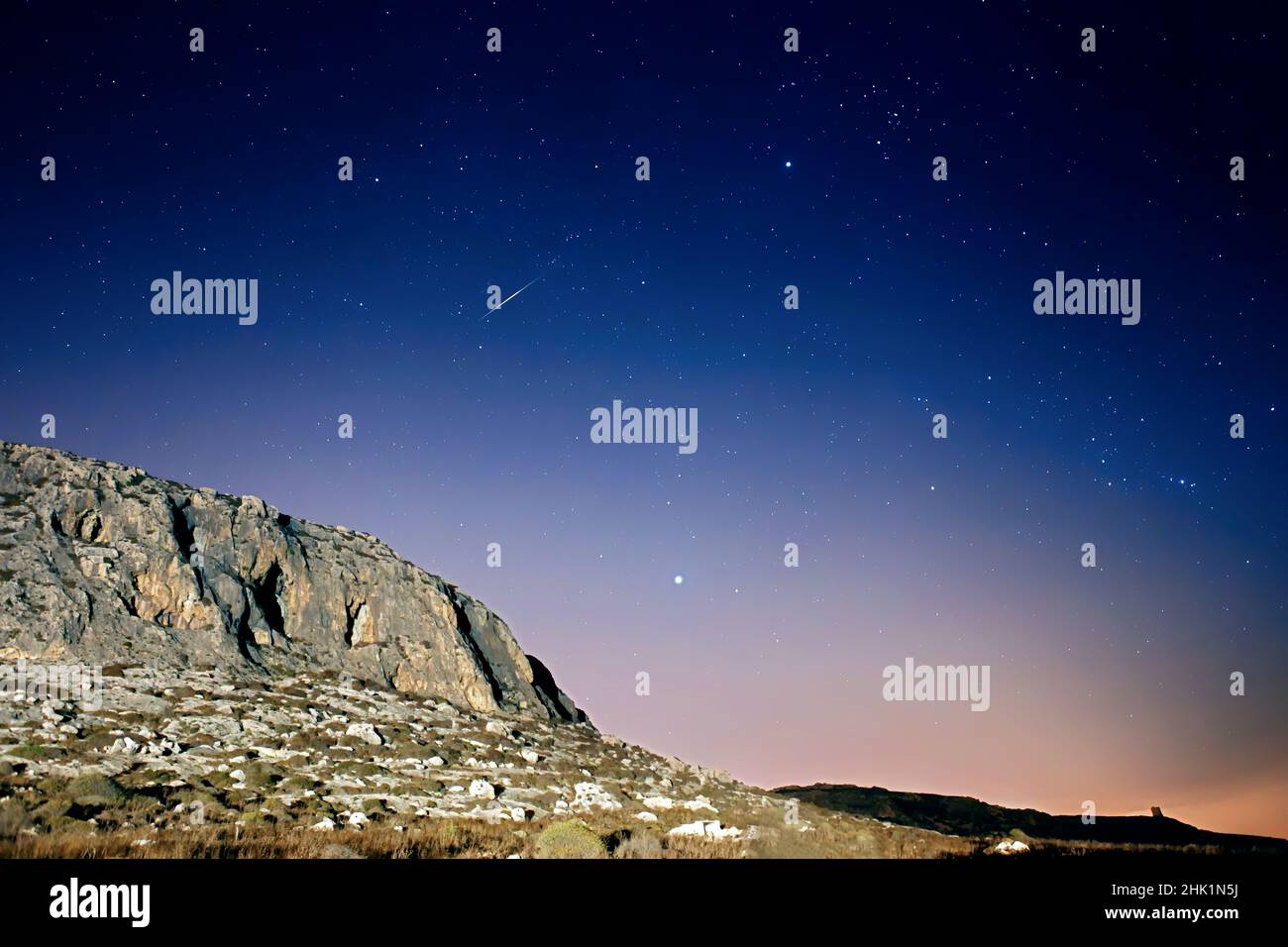 Meteor over Ghar Lapsi Cliffs in Malta Stock Photo - Alamy