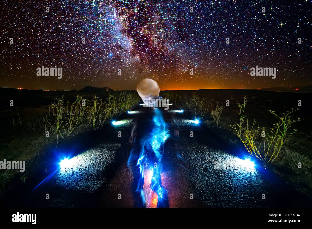 Extraterrestrial Alien Entity with Milky Way in the background Stock ...