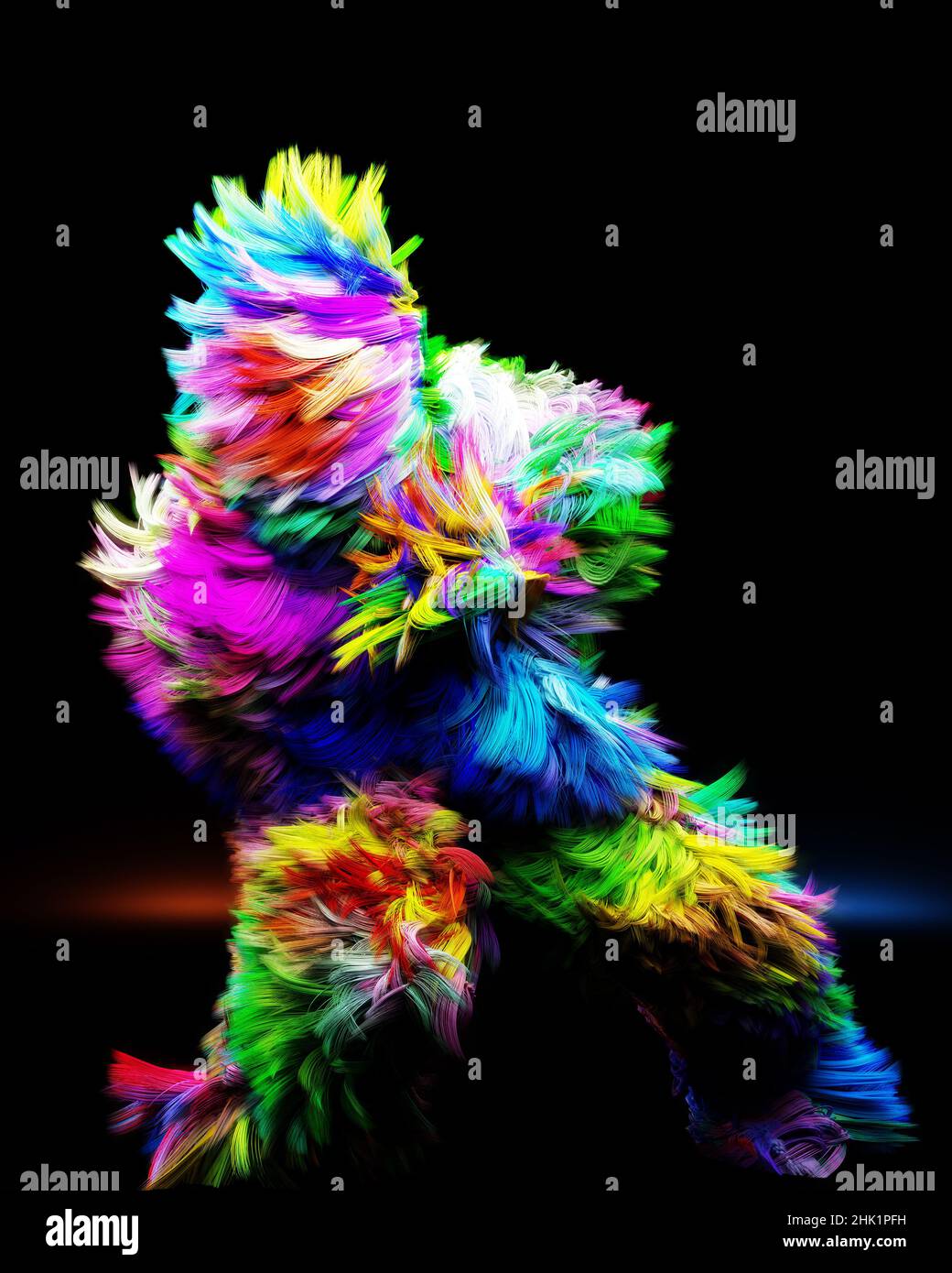3d animation of a furry colorful monster dancing on a dance floor Stock ...