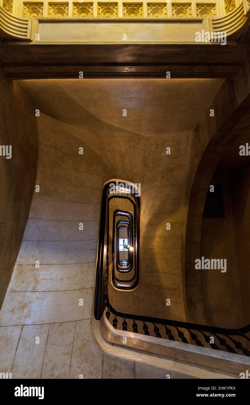 Beautiful classic staircase seen from below with oval shapes Stock ...
