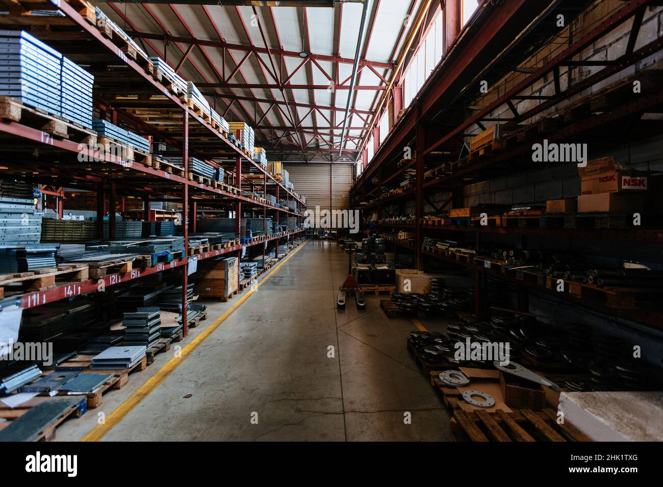 Steel construction materials and parts in the warehouse Stock Photo - Alamy